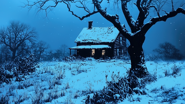 Download Abandoned Cabin, Eerie House, Haunted Winter. Royalty-Free ...