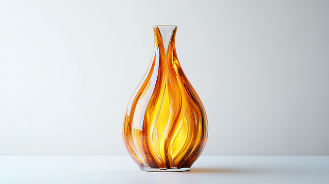 Download Handblown Glass Vase, Flame-Shaped Glass Vase, Amber Glass ...