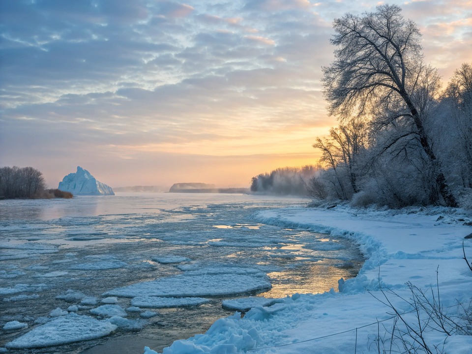 Download Winter, Morning, River. Royalty-Free Stock Illustration Image ...