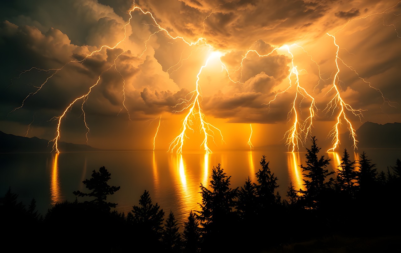 Download Landscape, Storm, Flash Of Lightning. Royalty-Free Stock ...