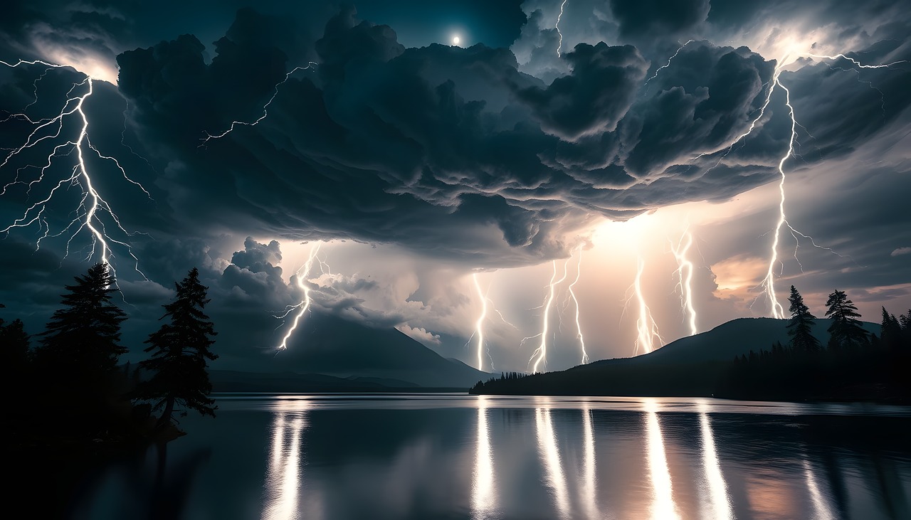 Download Landscape, Storm, Flash Of Lightning. Royalty-Free Stock ...