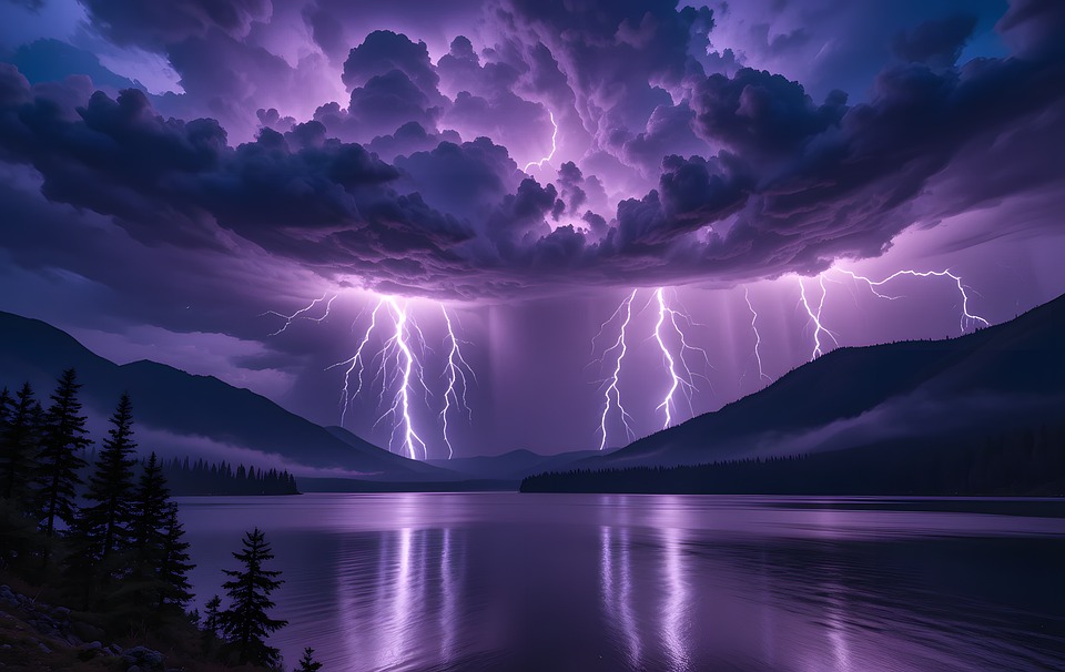 Download Landscape, Storm, Flash Of Lightning. Royalty-Free Stock ...
