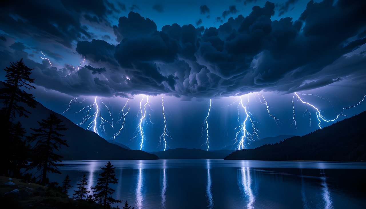 Download Landscape, Storm, Flash Of Lightning. Royalty-Free Stock ...