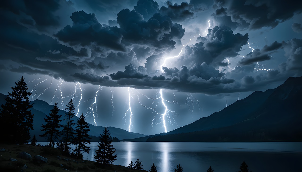 Download Landscape, Storm, Flash Of Lightning. Royalty-Free Stock ...