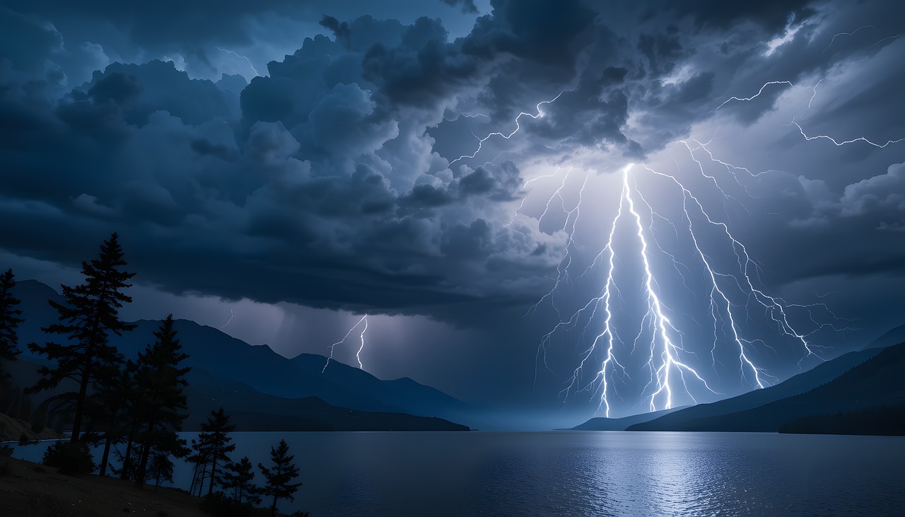 Download Landscape, Storm, Flash Of Lightning. Royalty-Free Stock ...