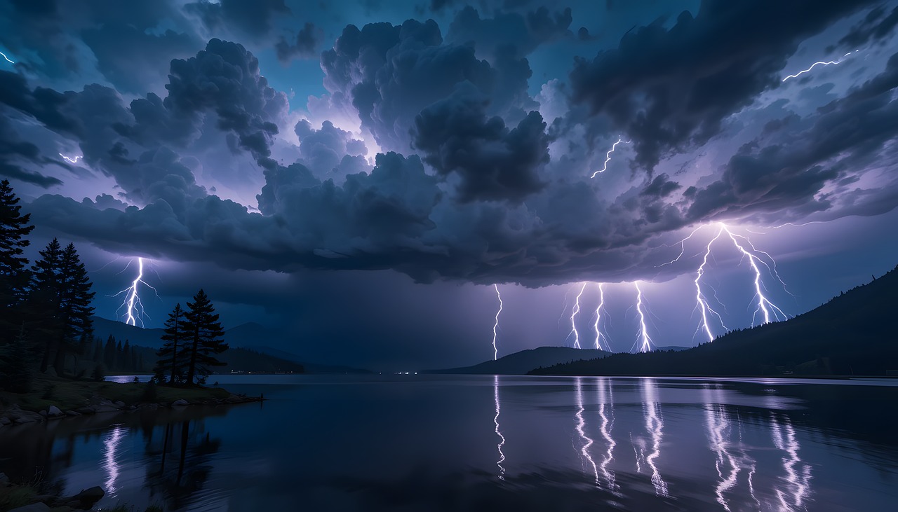 Download Landscape, Storm, Flash Of Lightning. Royalty-Free Stock ...