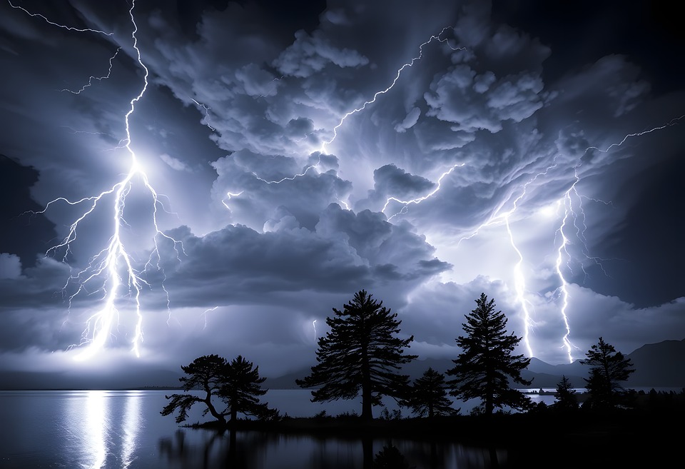 Download Landscape, Storm, Flash Of Lightning. Royalty-Free Stock ...