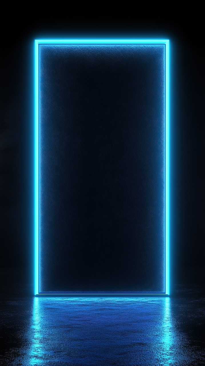 Download Neon Portal, Glowing Frame, Futuristic Gateway. Royalty-Free ...