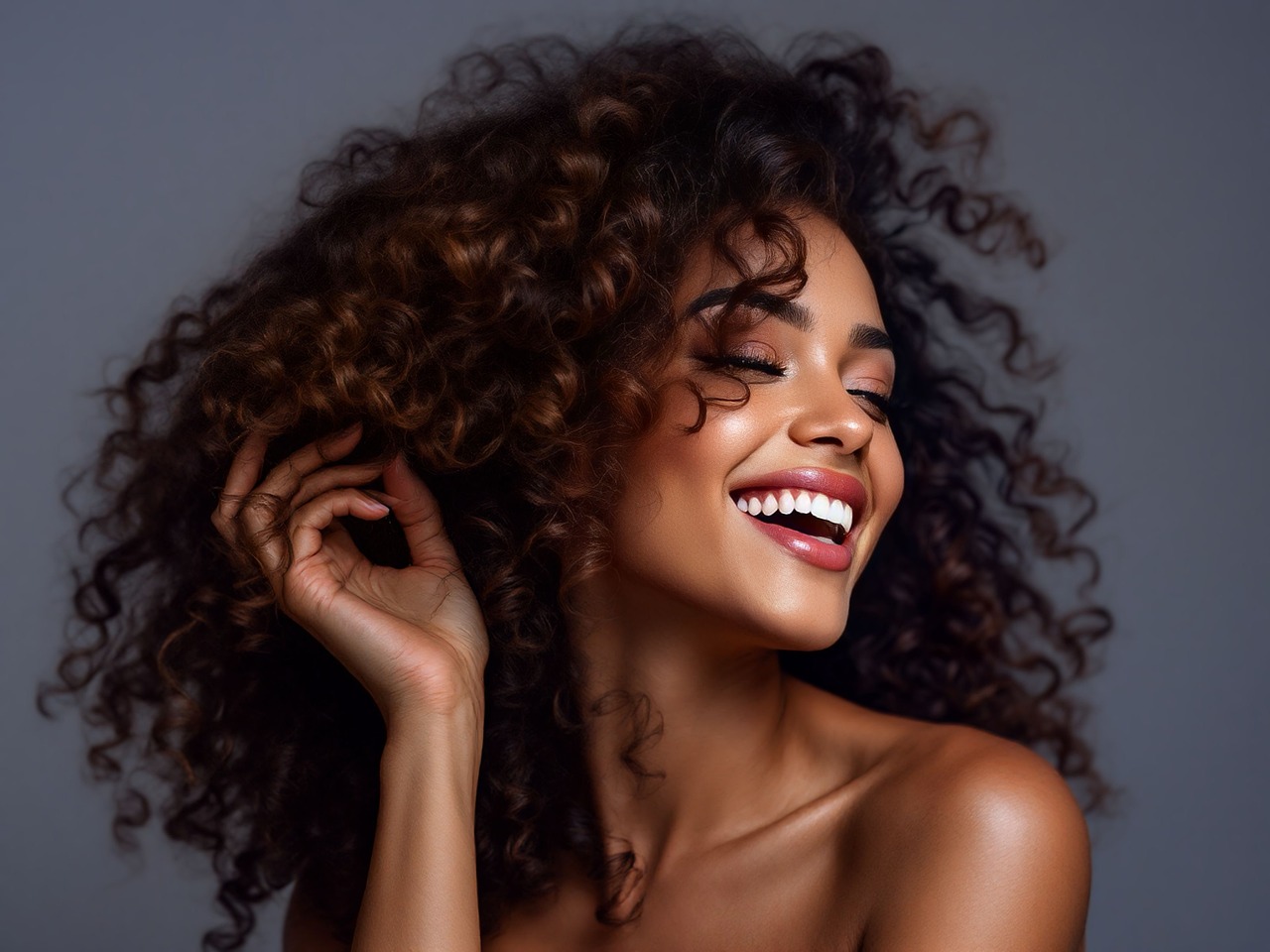 Wanita Rambut Keriting Tersenyum - Gambar gratis di Pixabay