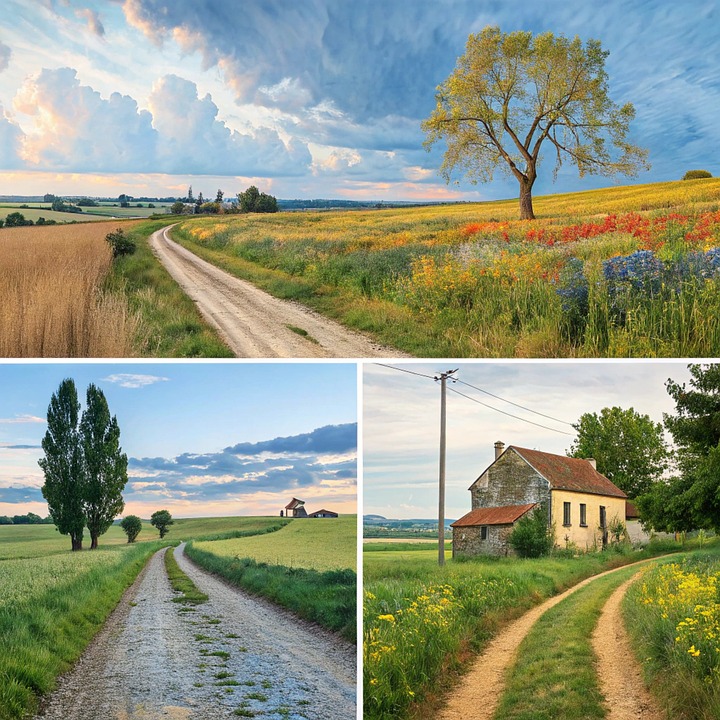 Download Countryside Road, Rural Landscape, Golden Fields. Royalty-Free ...