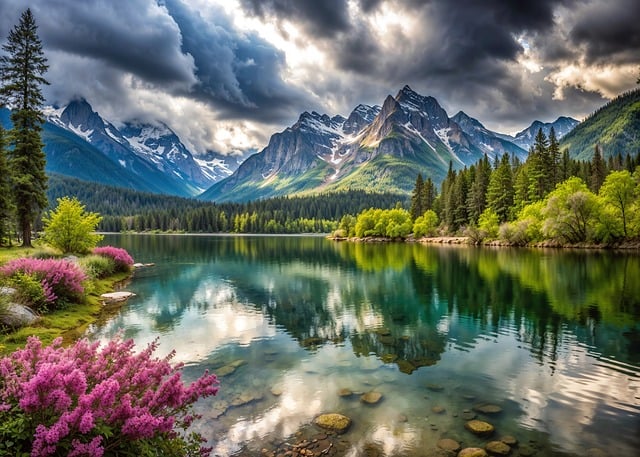 Download Mountain Lake, Spring, Mountains. Royalty-Free Stock ...
