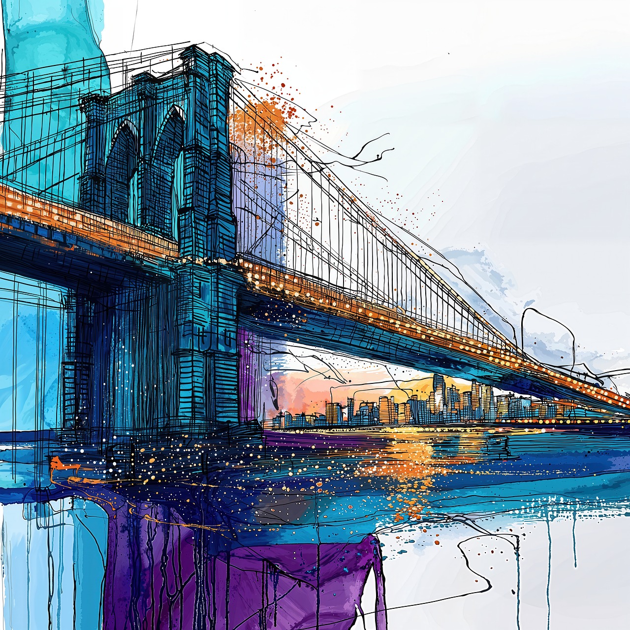 Download Brooklyn Bridge, Art, Abstract. Royalty-Free Stock ...