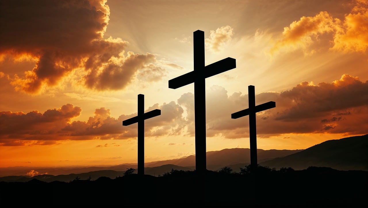 Download Ai Generated, Crosses, Sunset. Royalty-Free Stock Illustration ...
