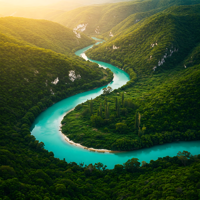 Download Winding River, Flowing River, Lush Green Valleys. Royalty-Free ...