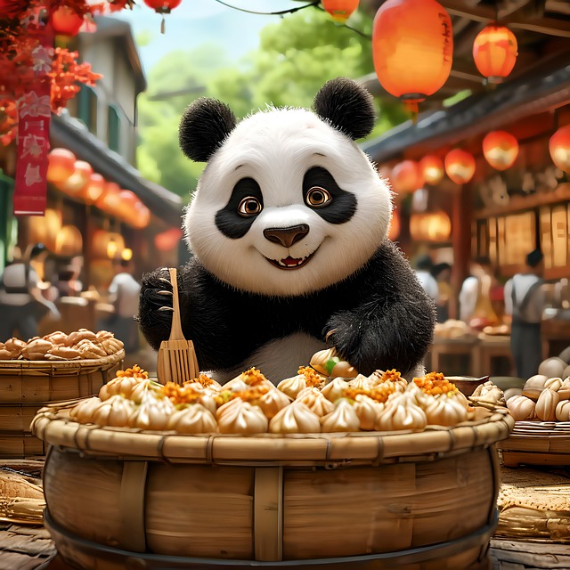 Download Cartoon Panda, Dumplings, Panda. Royalty-Free Stock ...