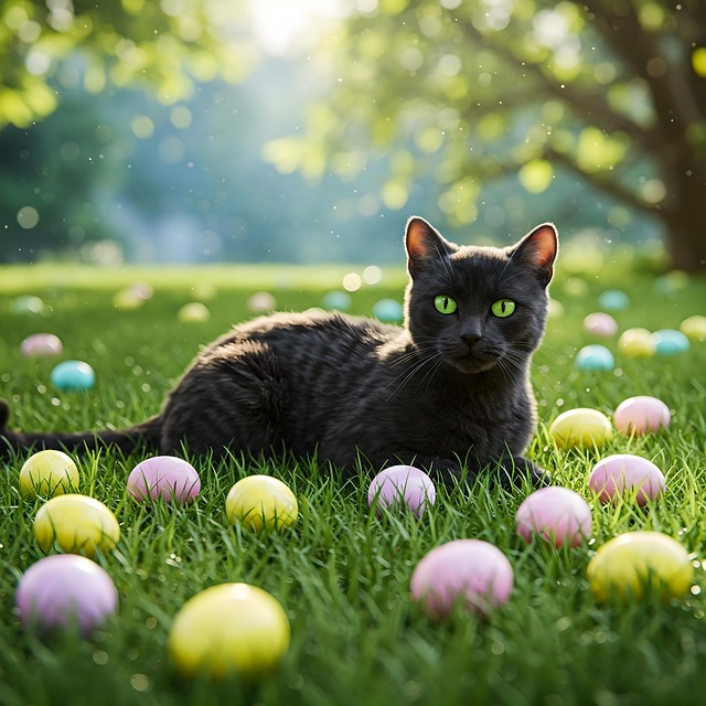 Download Black Cat, Easter Eggs, Spring. Royalty-Free Stock ...