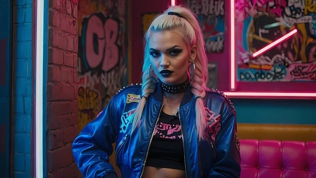 Download Neon Girl, Rebellious Woman, Cyberpunk Aesthetic. Royalty-Free ...
