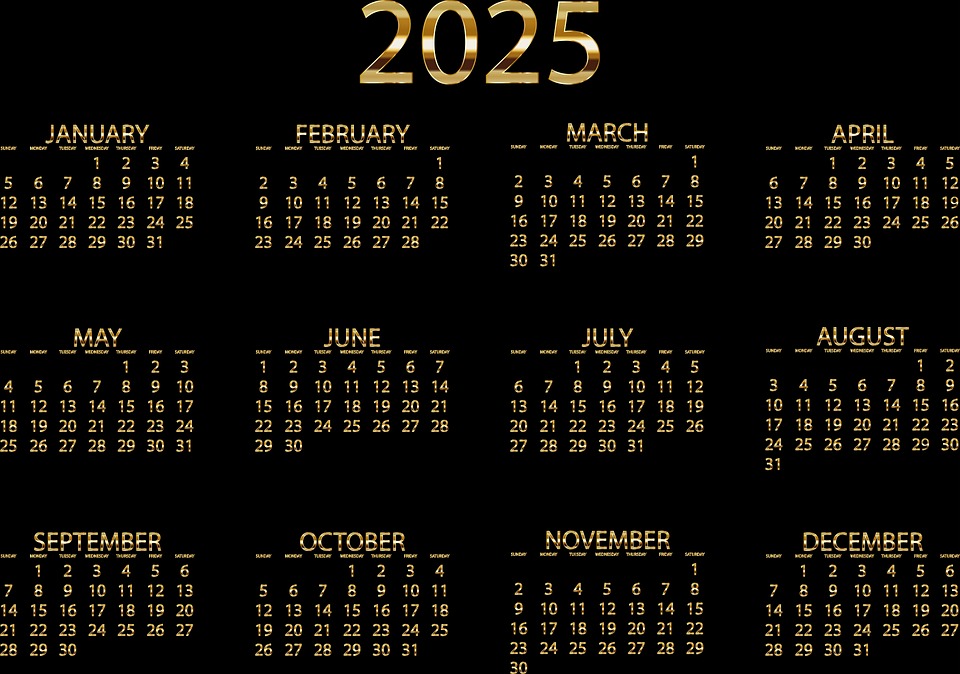 Takvim 2025 Tarih - Pixabay'da ücretsiz vektör grafik