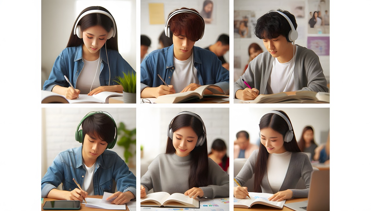 Download Students, Headphones, Studying. Royalty-Free Stock ...