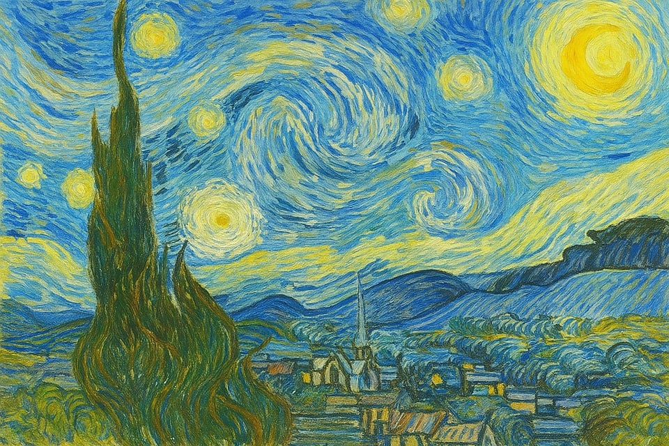Download Starry Night, Van Gogh, Digital Reproduction. Royalty-Free ...