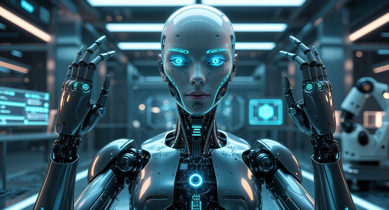 Blue Eyed Robot Wallpaper Free And Customizeable Artifical Robot Eye