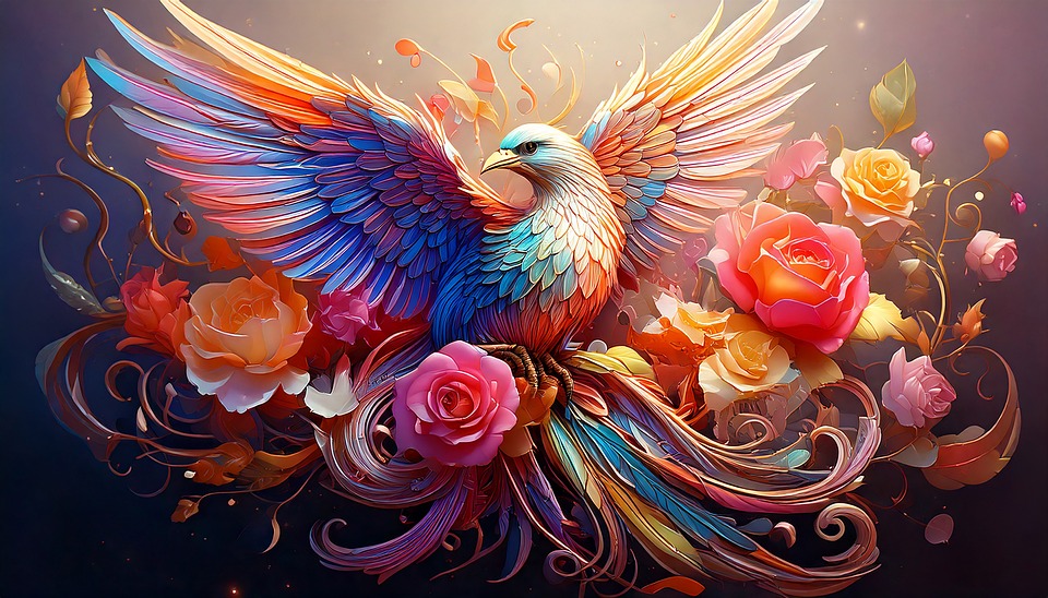 Download Bird, Wings, Roses. Royalty-Free Stock Illustration Image ...