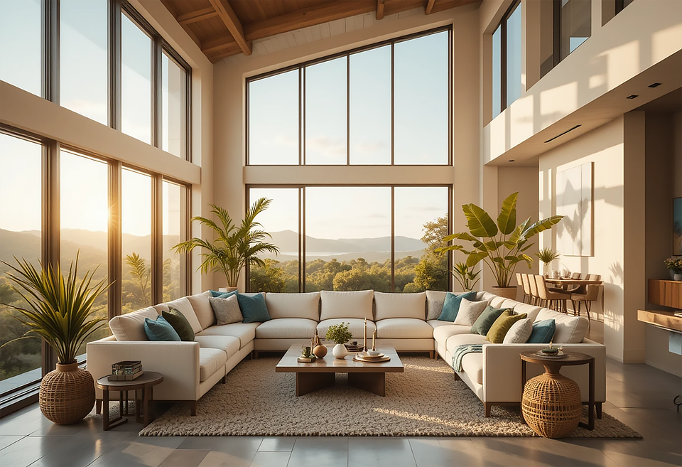 Download Ivory Sectional Sofa, Contemporary Living Space, Modern Design ...