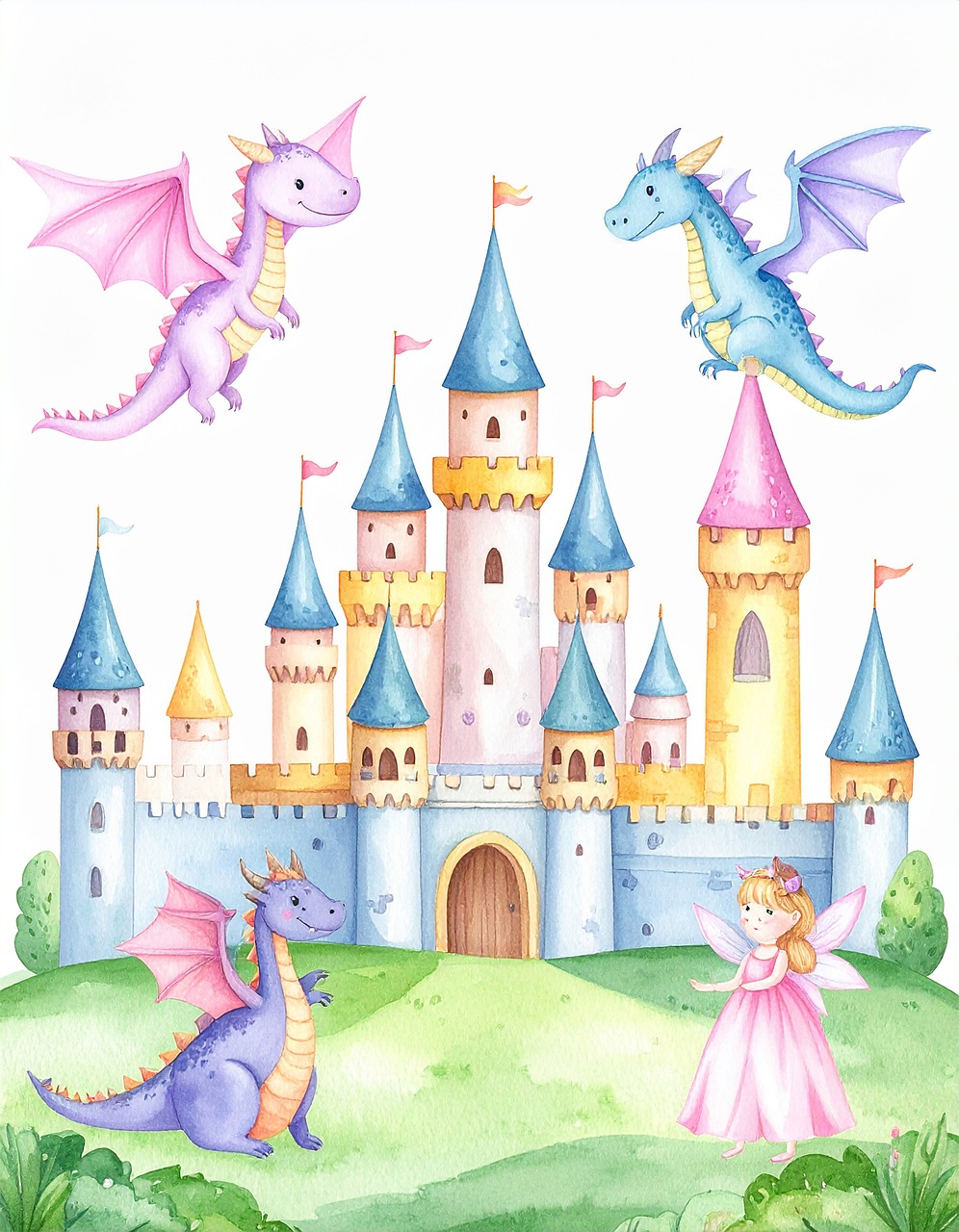 Download Watercolour, Fairytale, Castle. Royalty-Free Stock ...