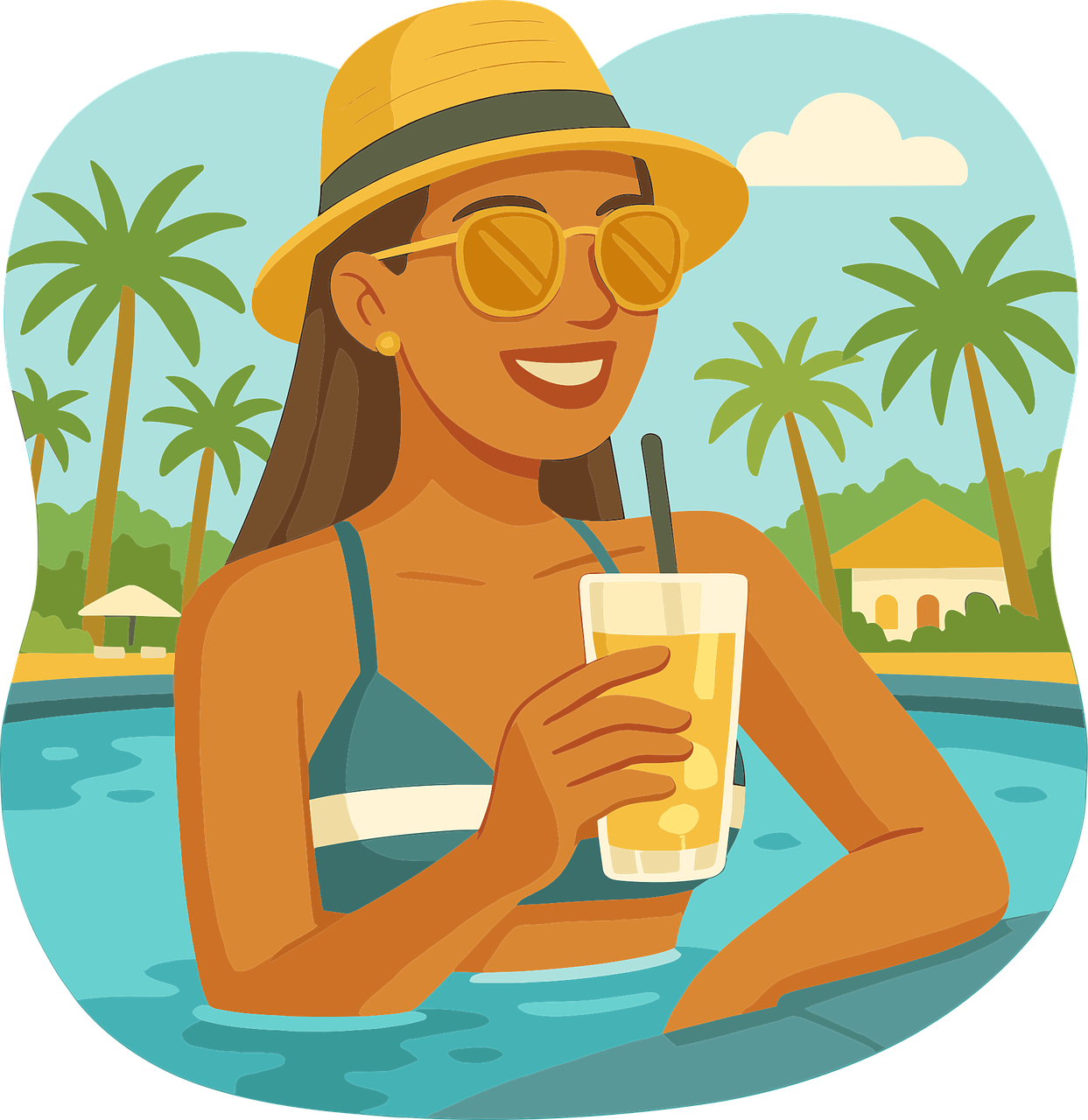 Download Young Woman, Cocktail, Sun. Royalty-Free Vector Graphic - Pixabay