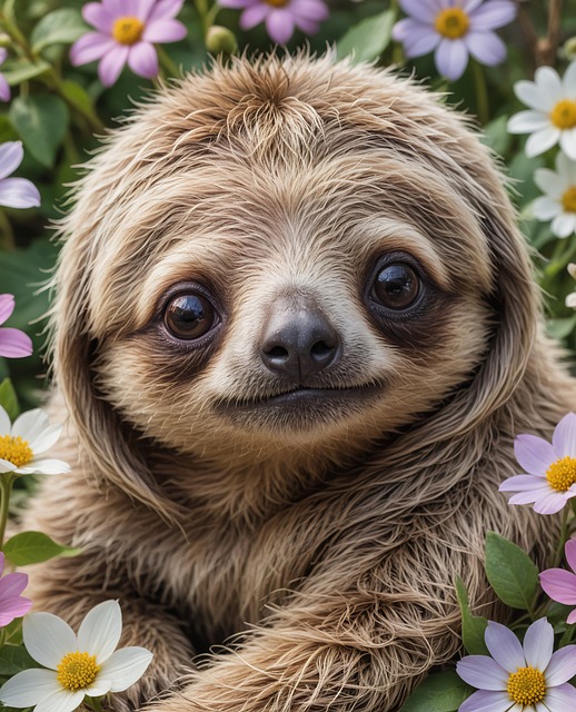 Download Ai Generated, Sloth, Flowers. Royalty-Free Stock Illustration ...