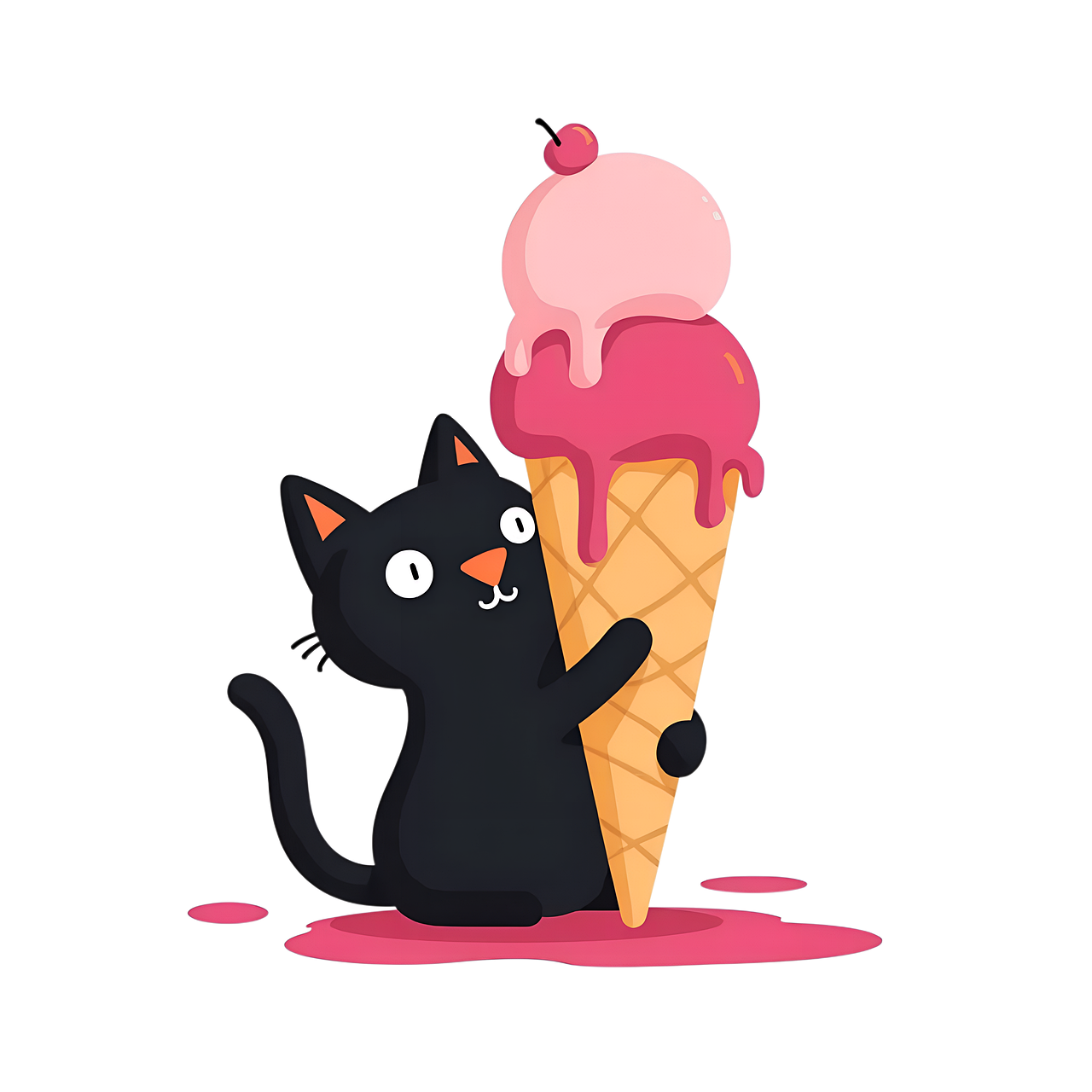 Download Black Cat, Cat, Ice Cream. Royalty-Free Stock Illustration ...