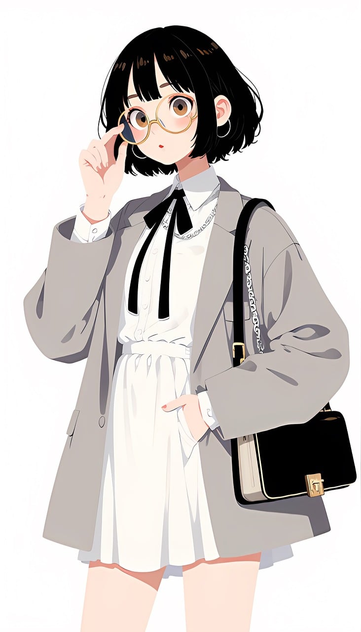 Download Anime Girl, Glasses, Short Hair. Royalty-Free Stock ...