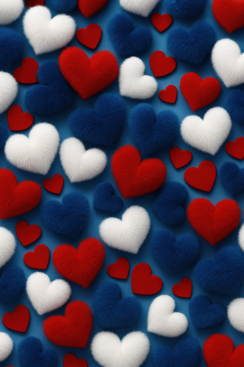 Download Fuzzy Hearts, Patriotic Colors, Red White Blue. Royalty-Free ...