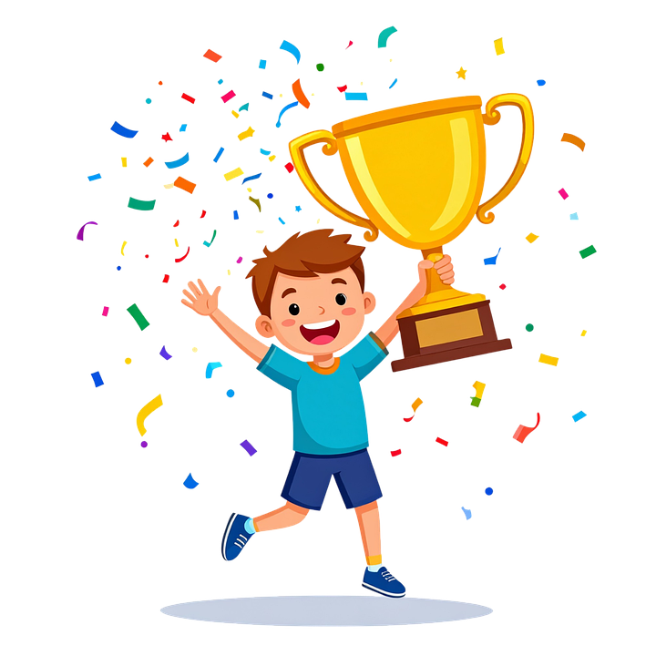 Download Winner Trophy, Cartoon Trophy, Confetti. Royalty-Free Stock ...