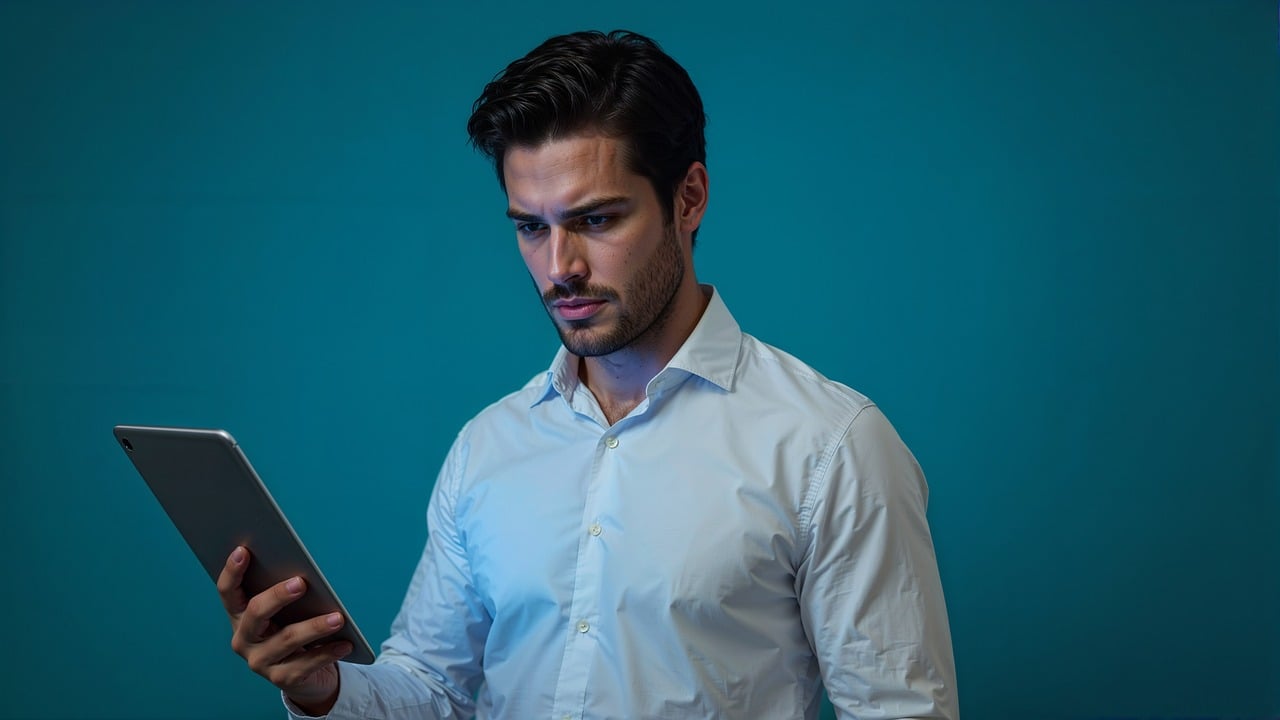 Download Man, Tablet, Focused. Royalty-Free Stock Illustration Image ...