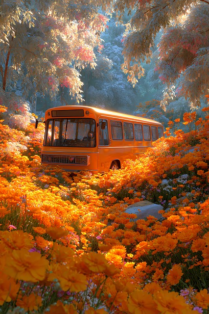 Oranye Bus Bunga - Gambar gratis di Pixabay
