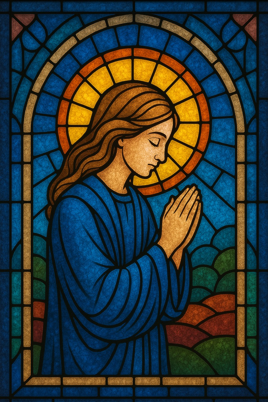 Download Stained Glass, Prayer, Woman Praying. Royalty-Free Stock ...