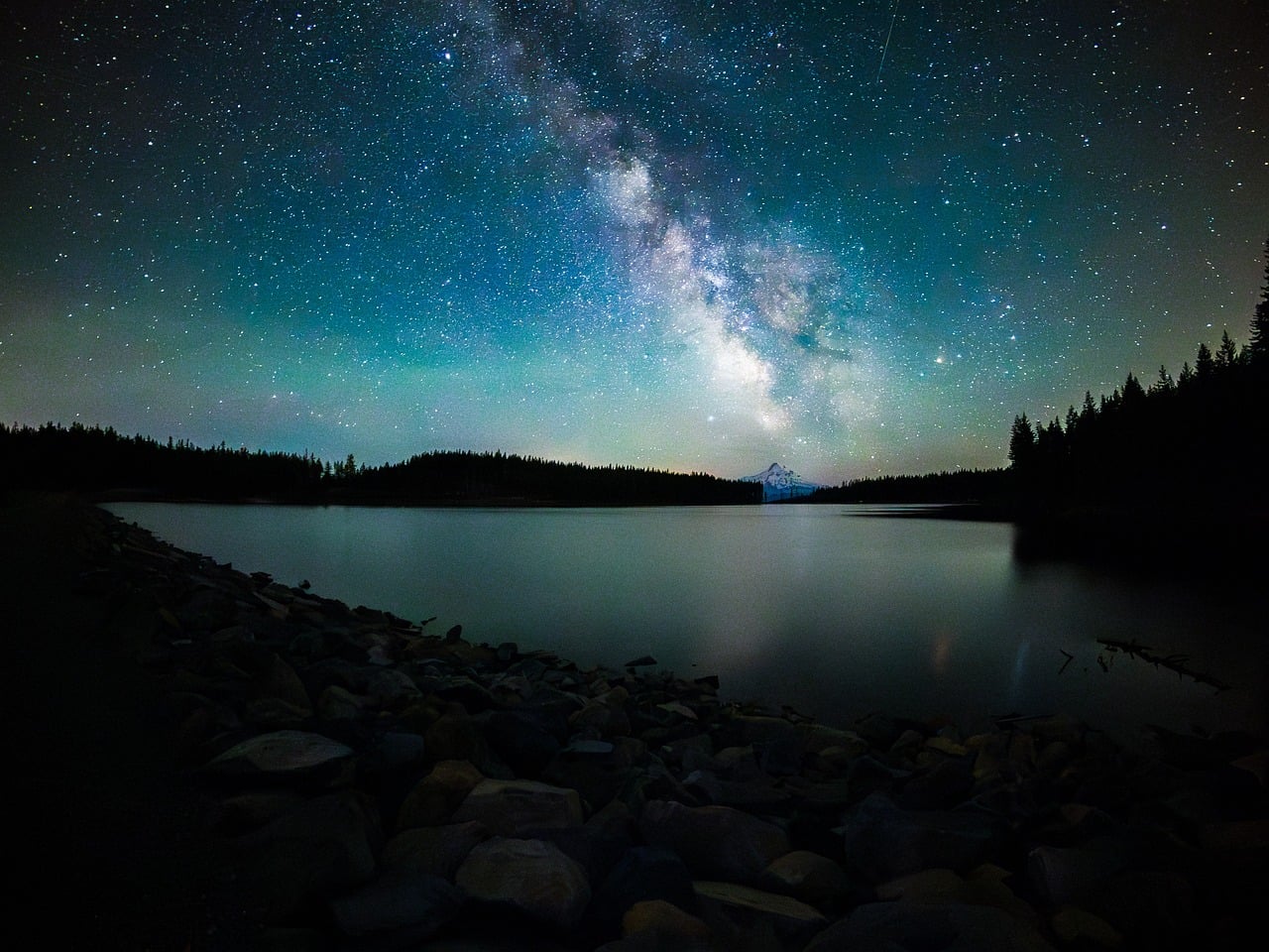 Mounthood Milky Way Lake - Free photo on Pixabay