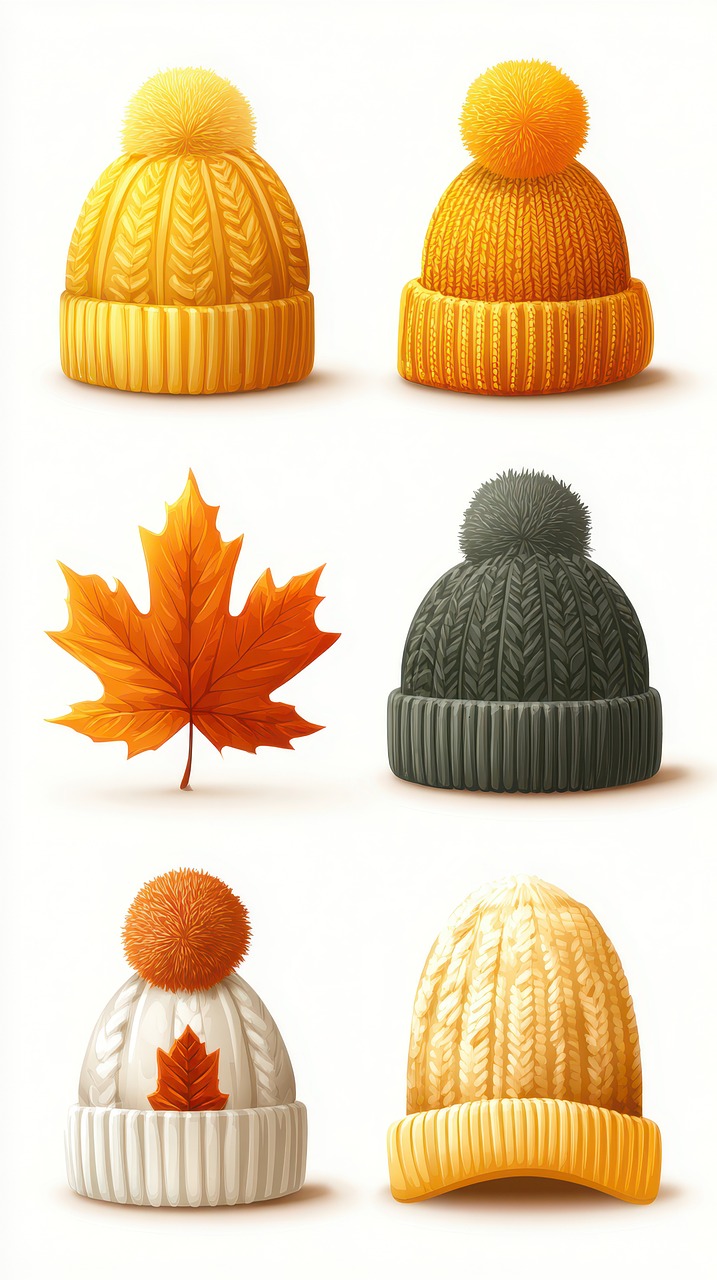 Download Knitted Hats, Autumn Fashion, Maple Leaf. Royalty-Free Stock ...
