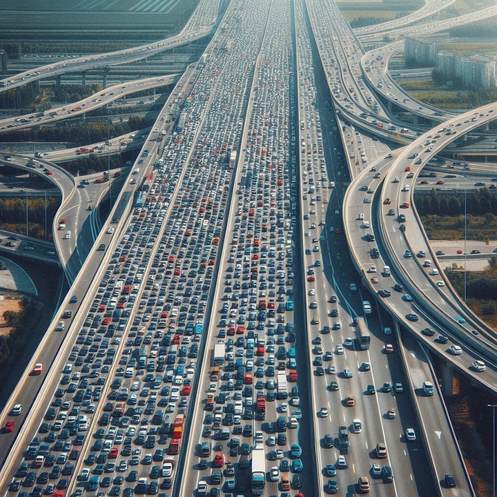 Download Aerial View, Helicopter Perspective, Traffic Jam. Royalty-Free ...