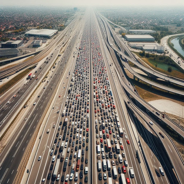 Download Aerial View, Helicopter Perspective, Traffic Jam. Royalty-Free ...