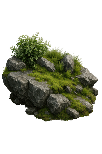 Download Rocky Terrain, Green Vegetation, Nature Landscape. Royalty ...