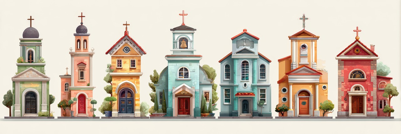 Download Small Churches, Colorful Architecture, Village Street. Royalty ...