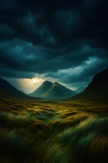 Download Green Valley, Dramatic Landscape, Storm Clouds. Royalty-Free ...