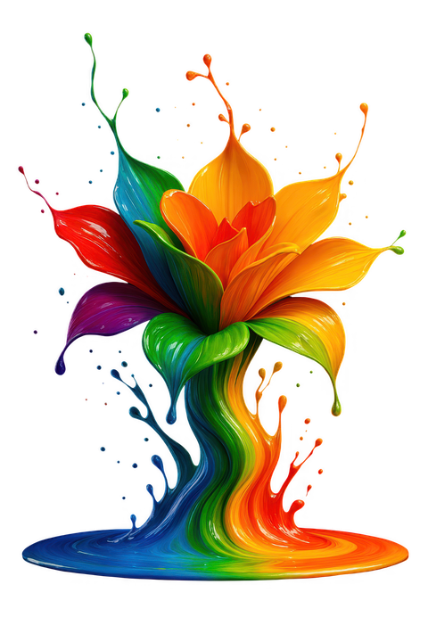 Download Splash Flower, Colorful Paint Splash, Rainbow Flower. Royalty ...