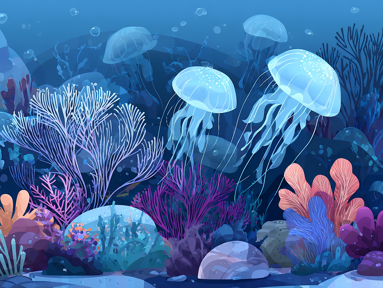 Download Jellyfish, Underwater, Ocean. Royalty-Free Stock Illustration ...