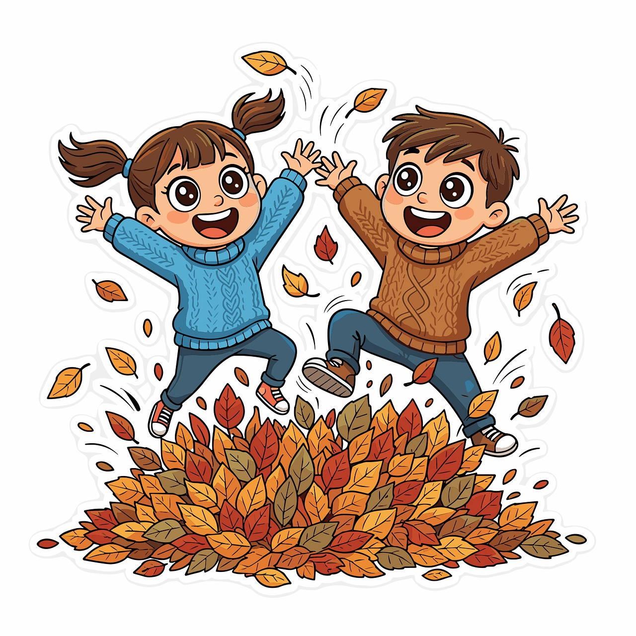 Download Children, Autumn, Leaves Fall. Royalty-Free Vector Graphic ...