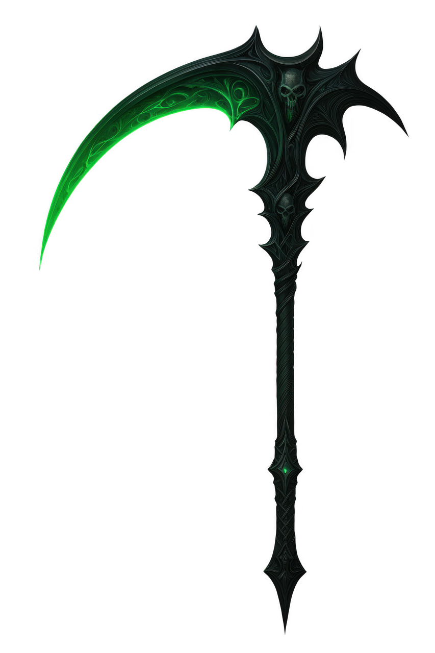 Download Fantasy Scythe, Gothic Weapon, Green Glow Blade. Royalty-Free ...