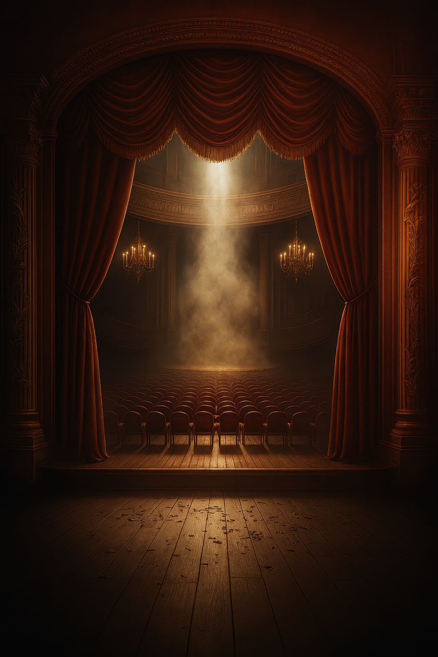 Download Vintage Theater, Empty Stage, Dramatic Spotlight. Royalty-Free ...