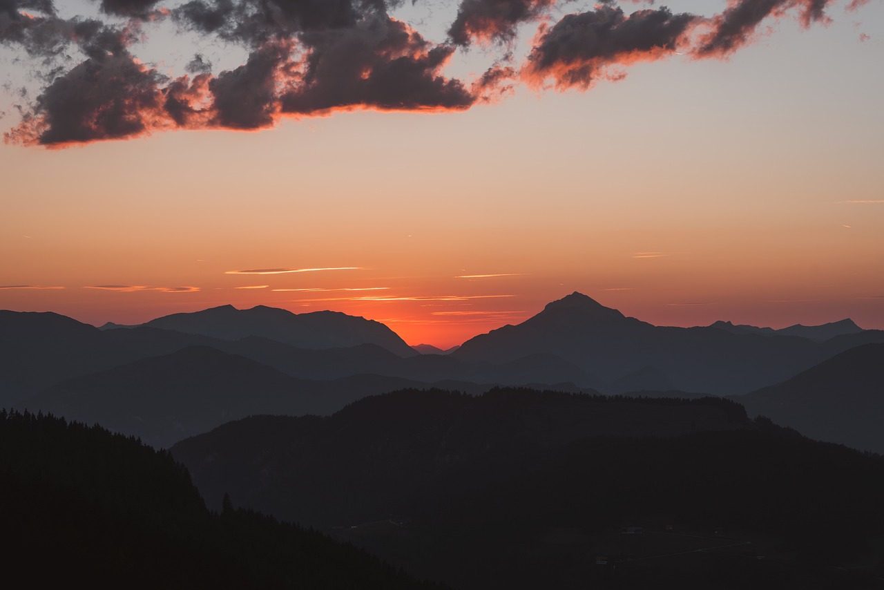 Dusk Mountain Red Sky Peaceful - Free photo on Pixabay